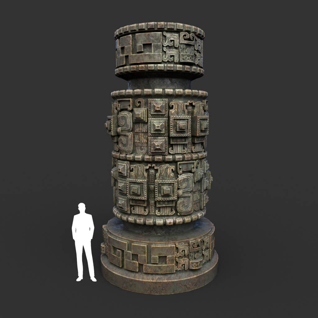 Low Poly Mayan Inca Aztec Column Modular Pack Mossy 210616 - 3D Model ...