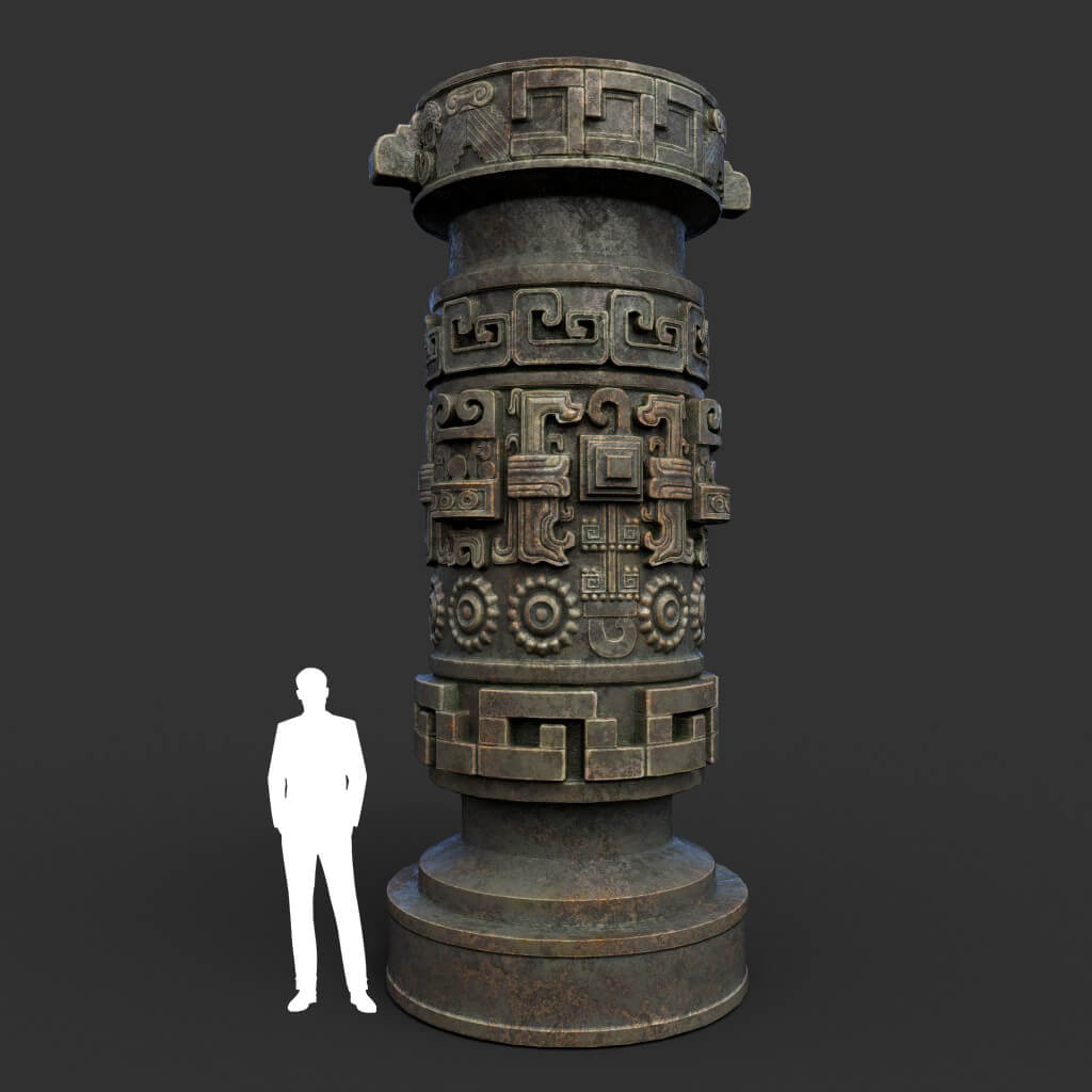 Low Poly Mayan Inca Aztec Column Modular Pack Mossy 210616 - 3D Model ...
