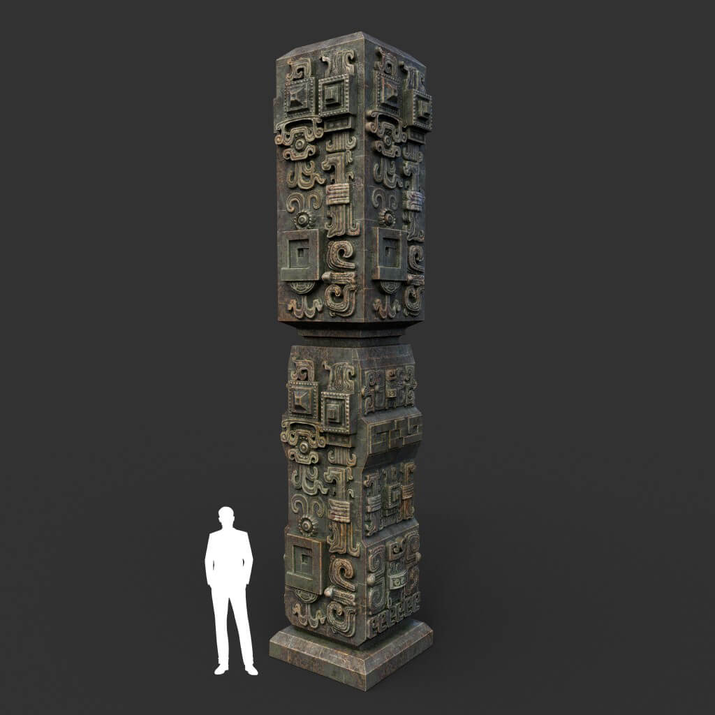Low Poly Mayan Inca Aztec Column Modular Pack Mossy 210616 - 3D Model ...