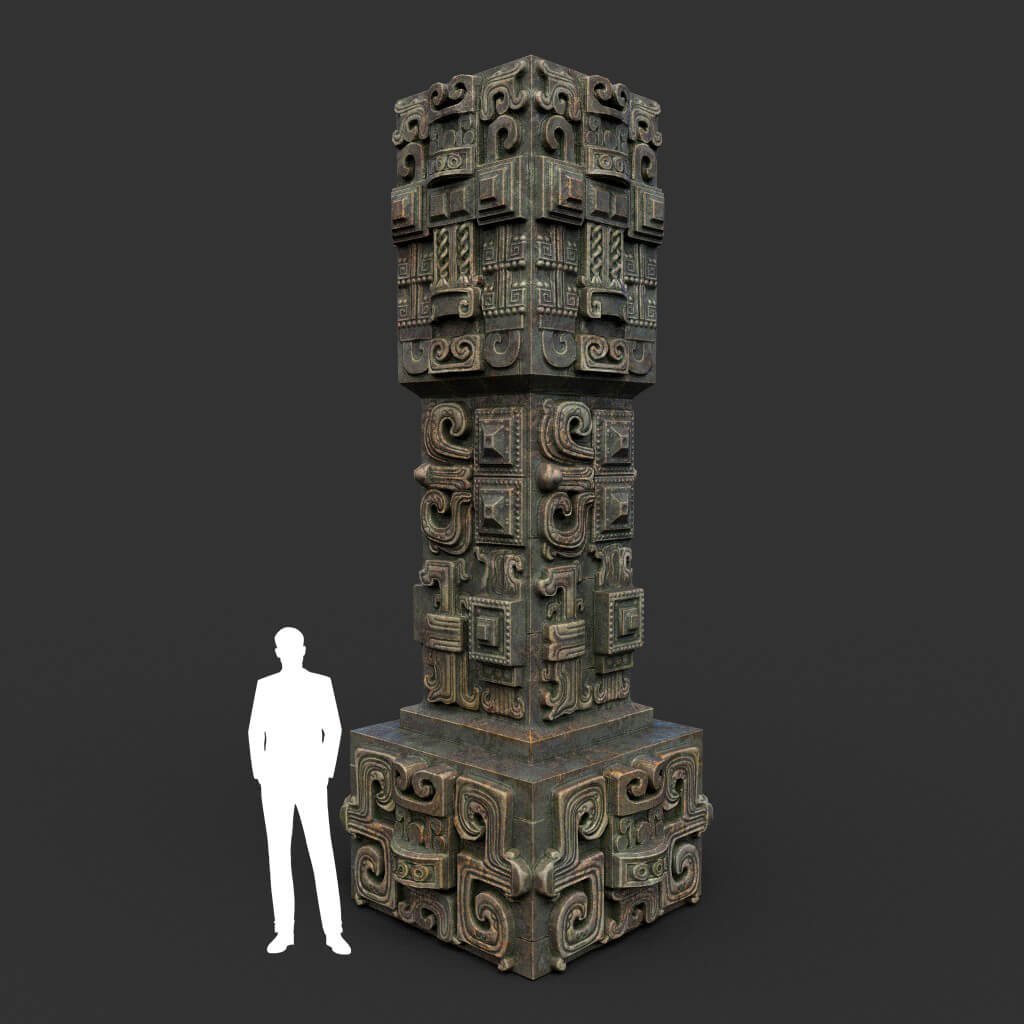 Low Poly Mayan Inca Aztec Column Modular Pack Mossy 210616 - 3D Model ...