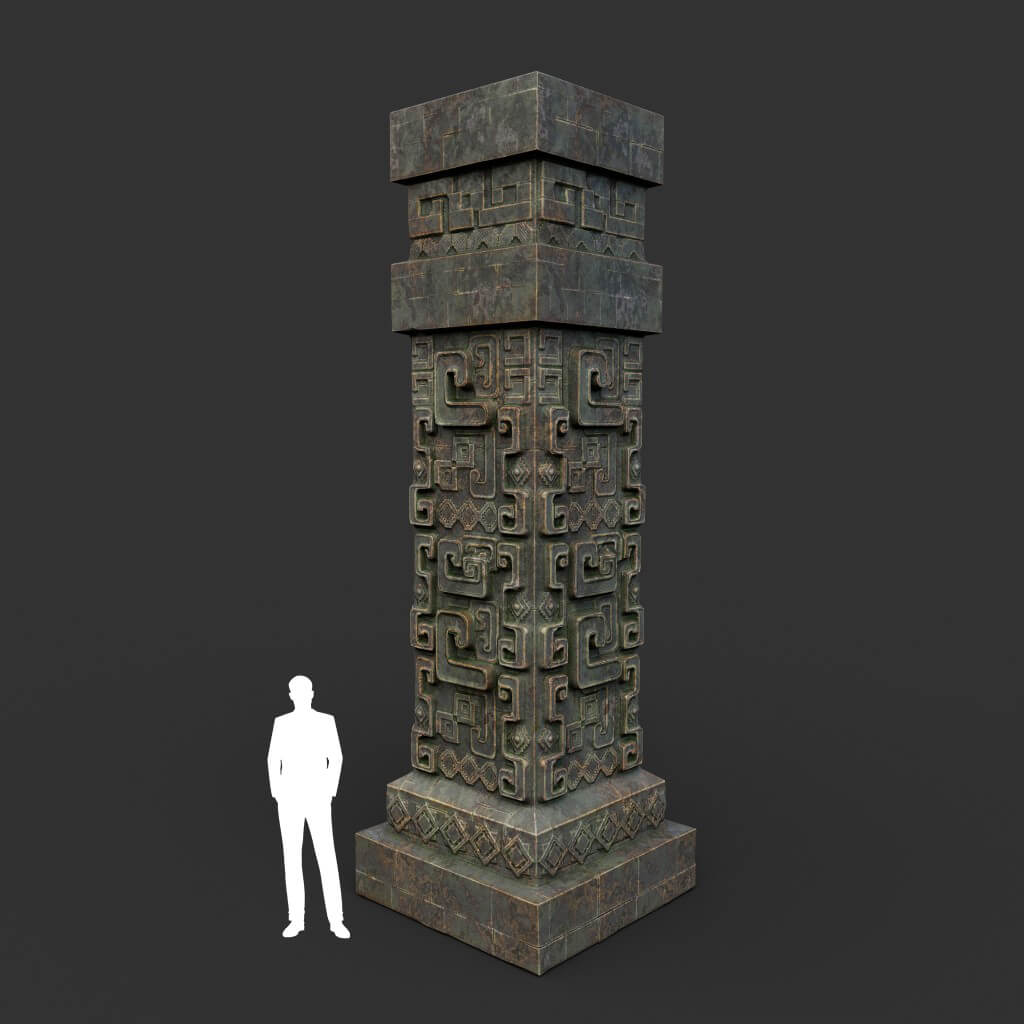 Low Poly Mayan Inca Aztec Column Modular Pack Mossy 210616 - 3D Model ...