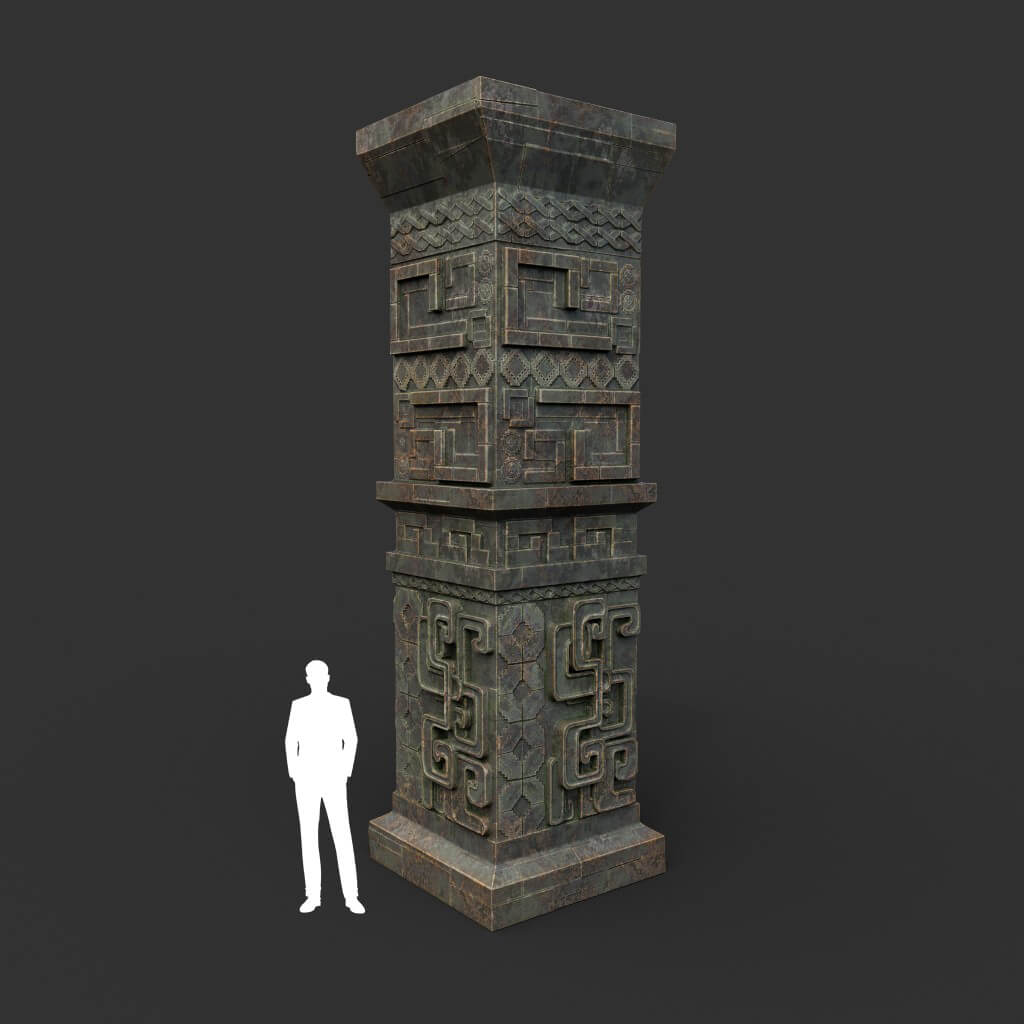 Low Poly Mayan Inca Aztec Column Modular Pack Mossy 210616 - 3D Model ...