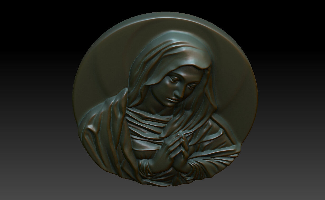 Madonna in Prayer Bas Relief 230615 - 3D Model by mega3d