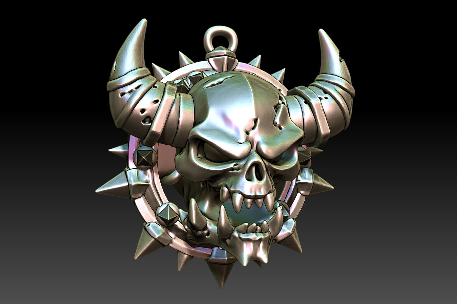 Orc Skull Pendant Package - 3D Model by mega3d
