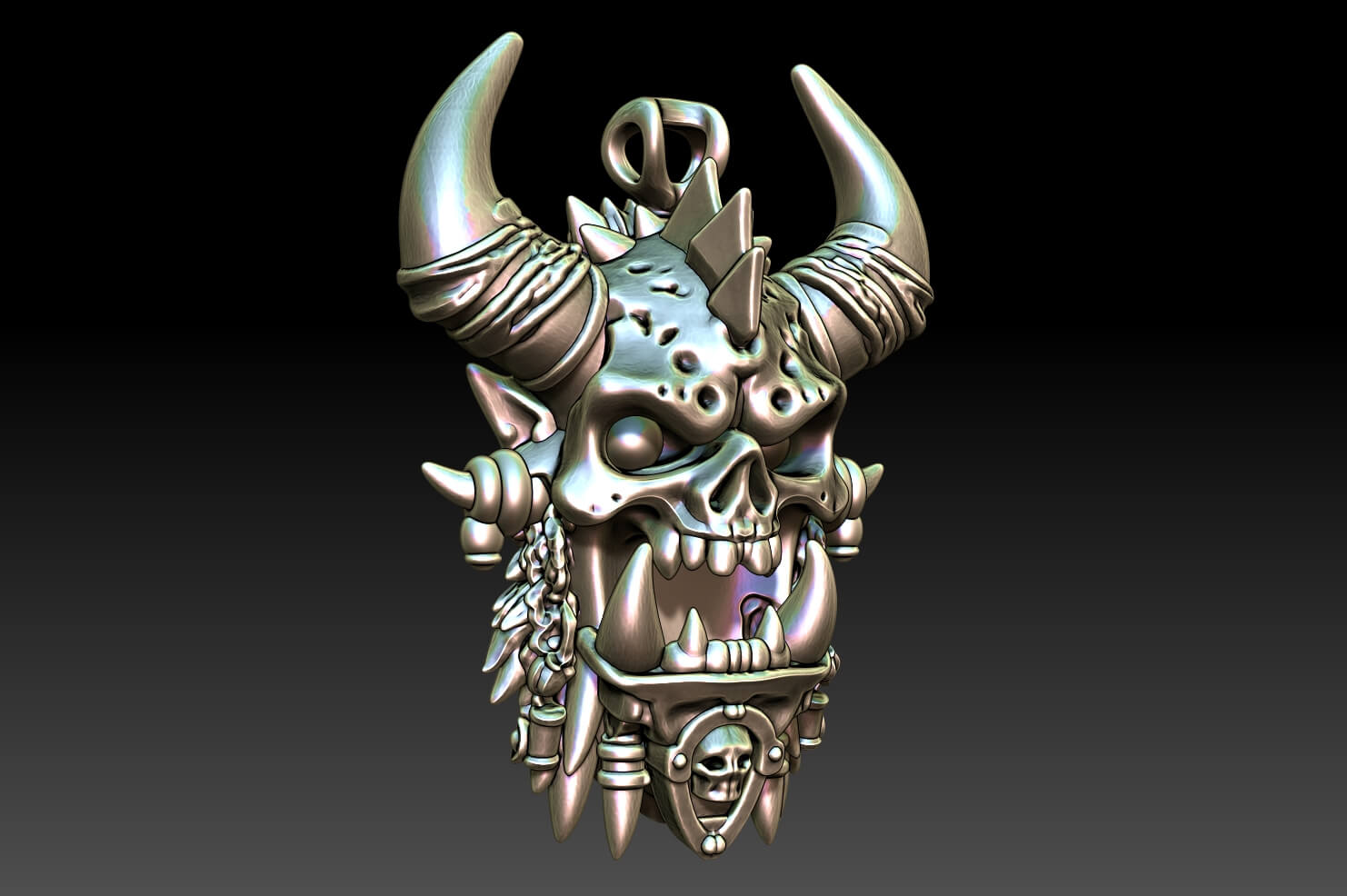 Orc Skull Pendant Package - 3D Model by mega3d