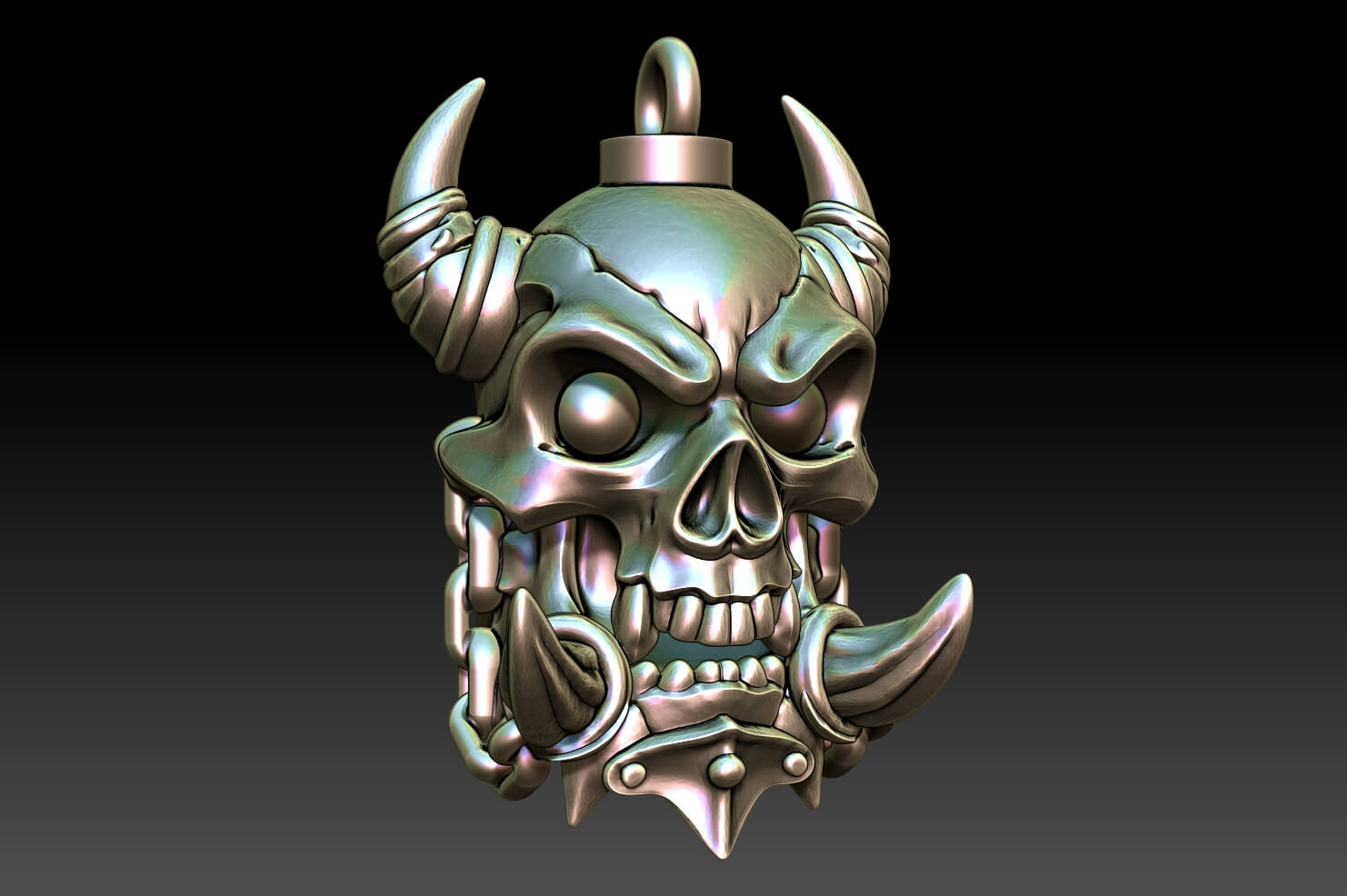 Orc Skull Pendant Package - 3D Model by mega3d
