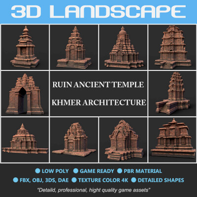 Mid Poly Models | Buildings | Temples | RenderHub