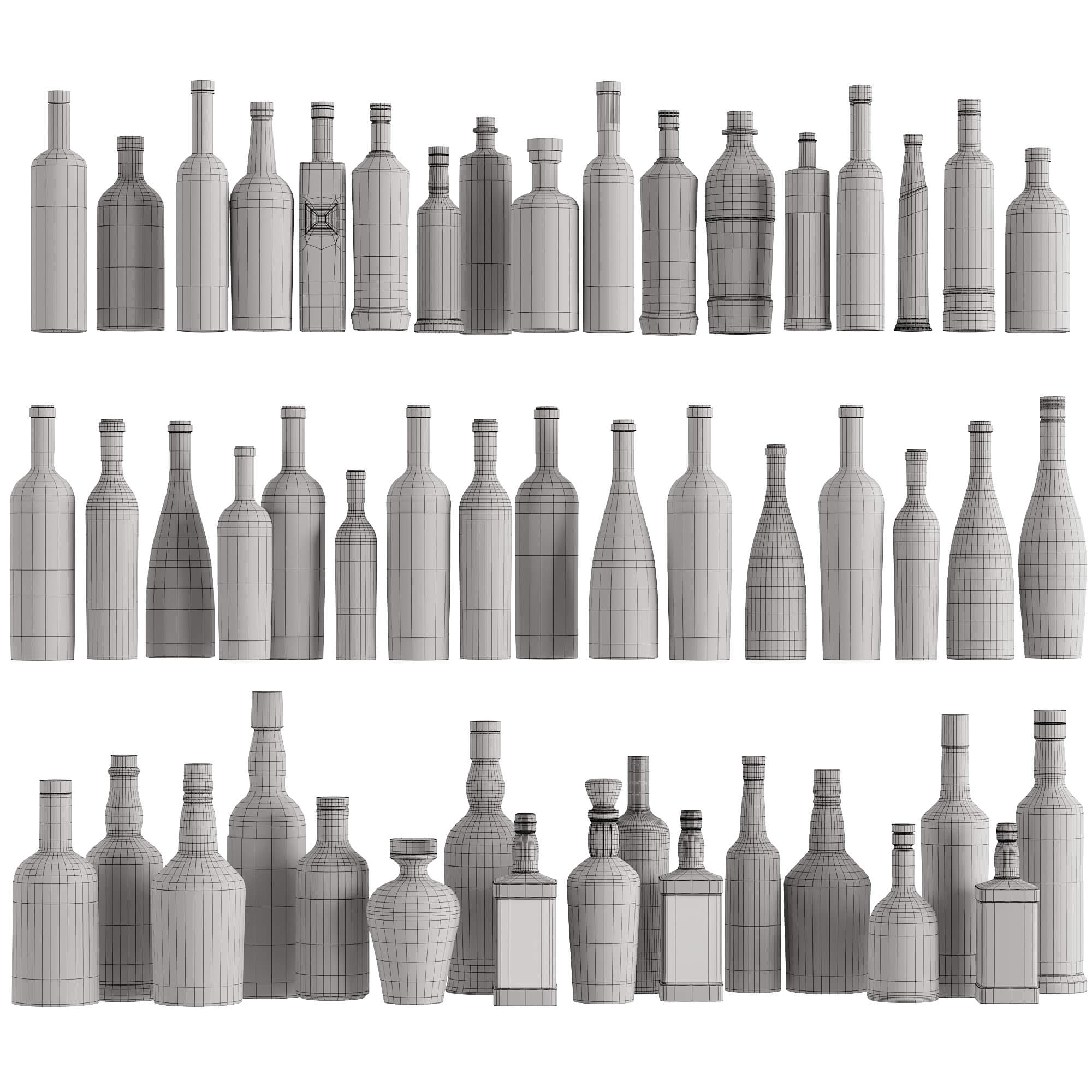 50 Alcohol Bottles - 3D Model by Mehran1369