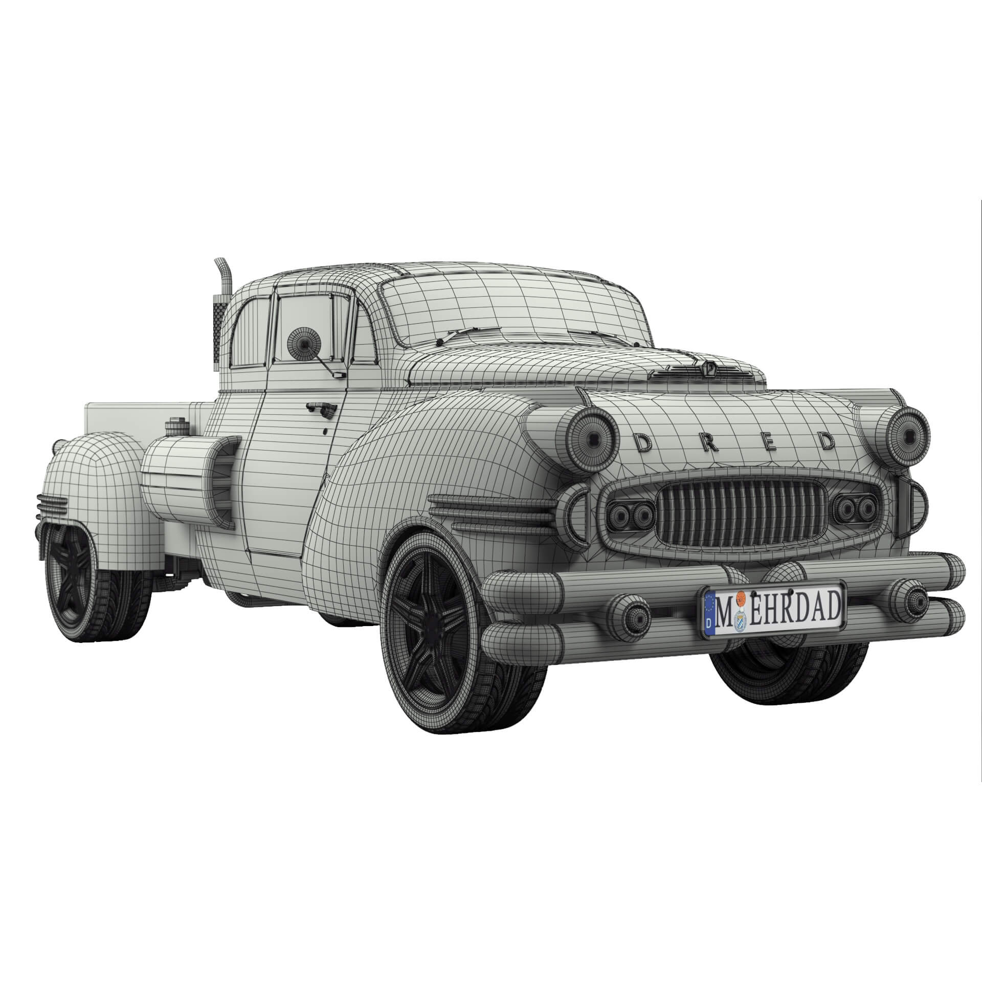 Dred Retro Pickup Car - 3D Model by Mehrdad002100
