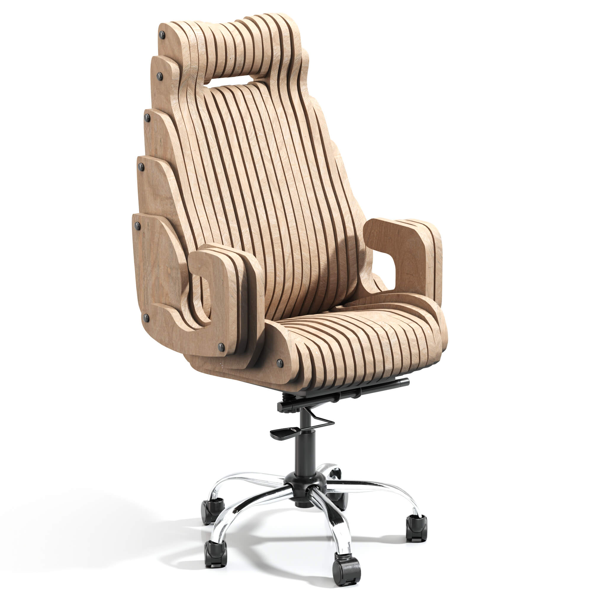 Parametric Wooden Office Chair - 3D Model by Mehrdad002100