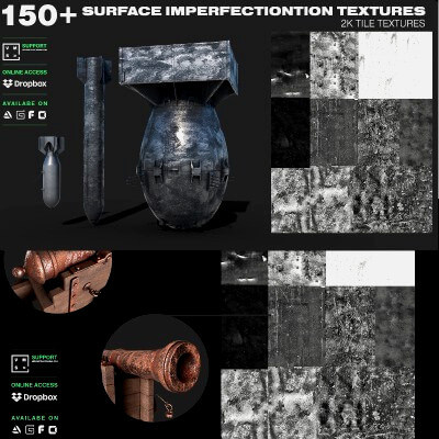 150+ Surface Imperfection Maps and Stencils - 3D Texture by Mels Refimages