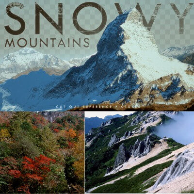 Snowy Mountains Cut Out Reference Pictures - Stock Image by Mels Refimages