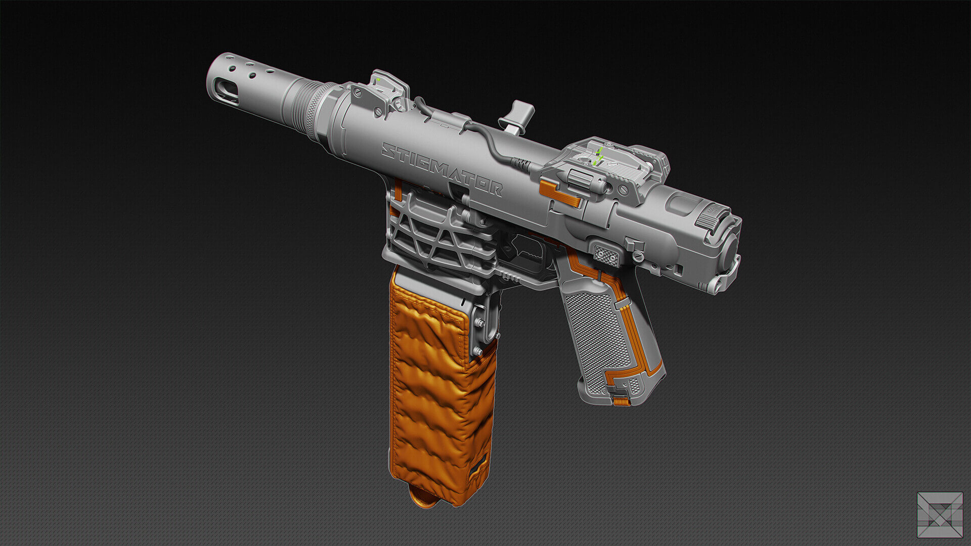 Combat Technology Handgun 3D Render, Digital Art by Mendjr1