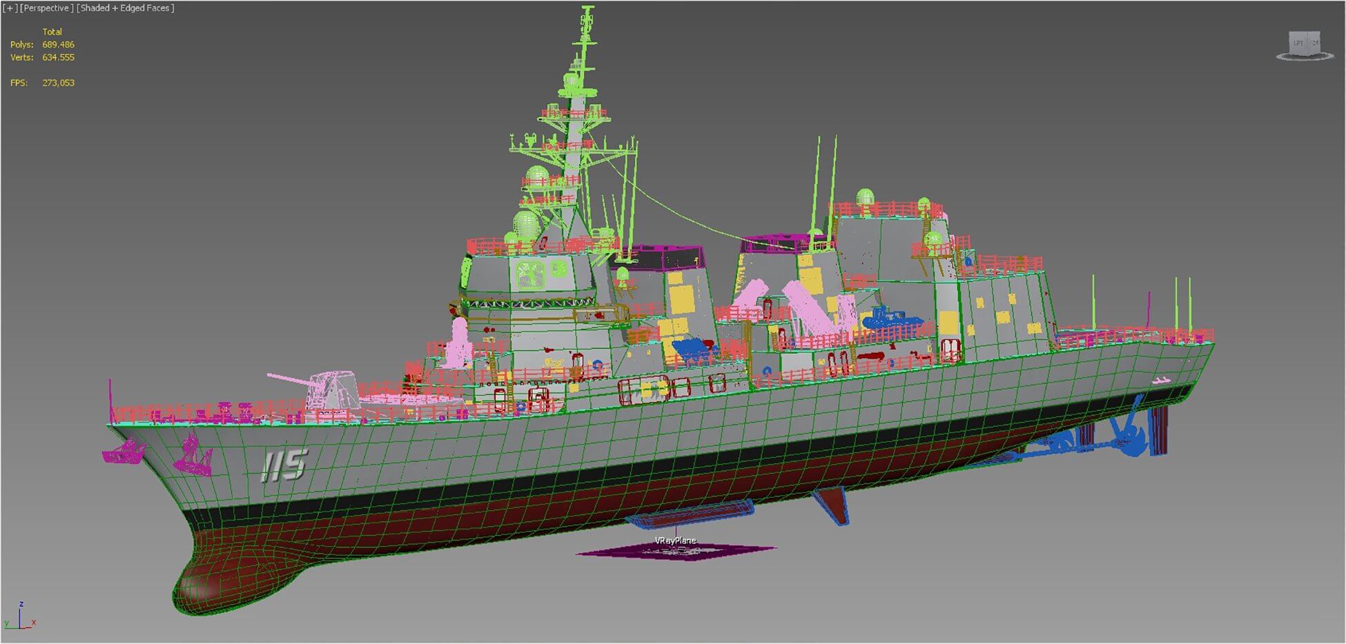 DD-115 Akizuki Class Destroyer 3D Model by Mermodels