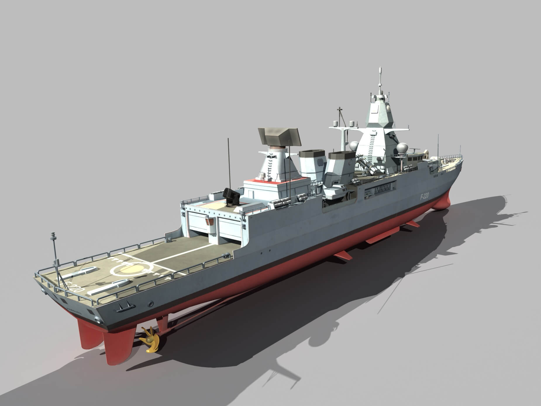 Hamburg F-124 Sachsen Class Frigate 3D Model by Mermodels