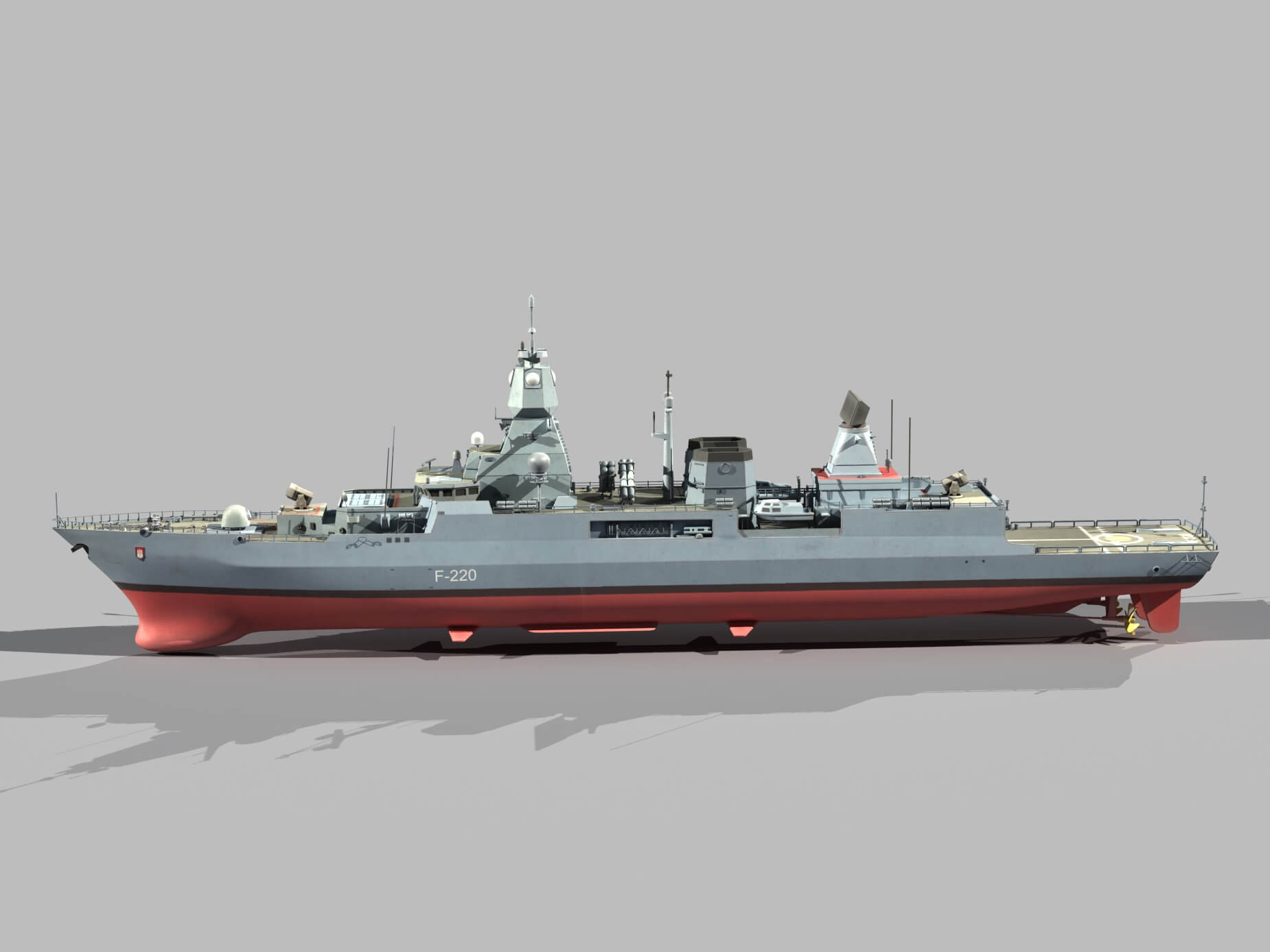 Hamburg F-124 Sachsen Class Frigate 3D Model by Mermodels