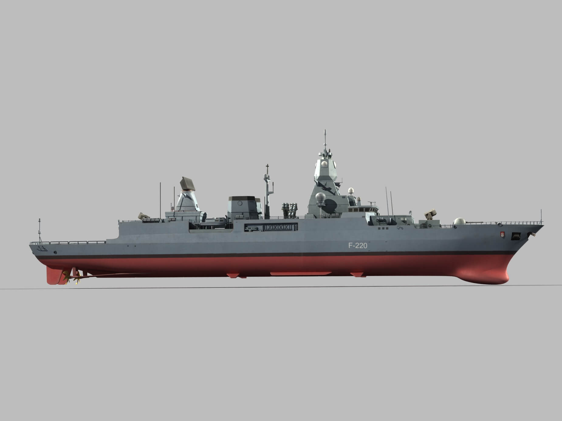 Hamburg F-124 Sachsen Class Frigate 3D Model by Mermodels