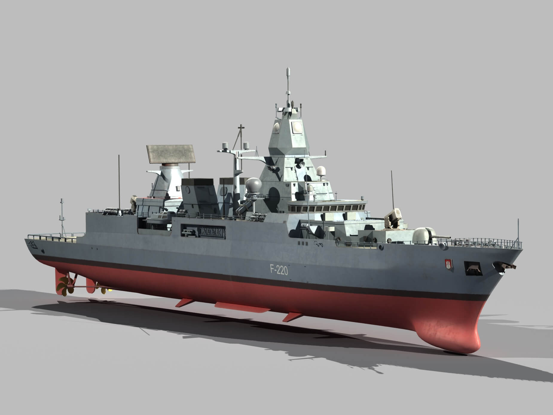 Hamburg F-124 Sachsen Class Frigate 3D Model by Mermodels