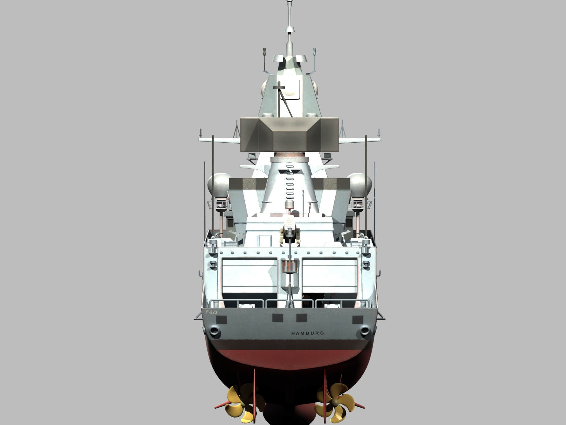 Hamburg F-124 Sachsen Class Frigate 3D Model by Mermodels