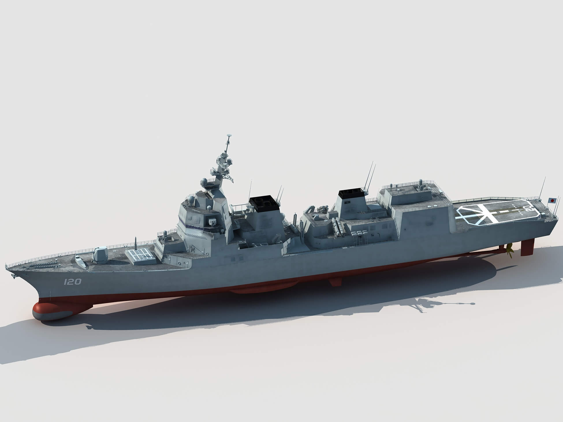 Js Shiranui Asahi Class Destroyer - 3D Model by Mermodels