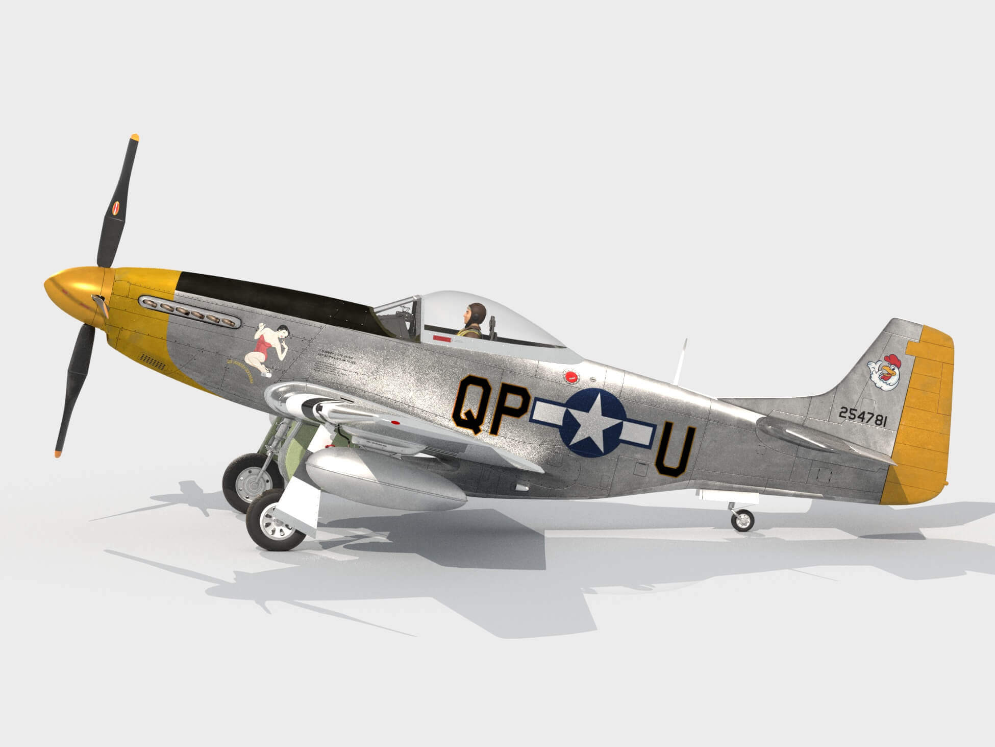 North American P-51 Mustang 3D Model by Mermodels