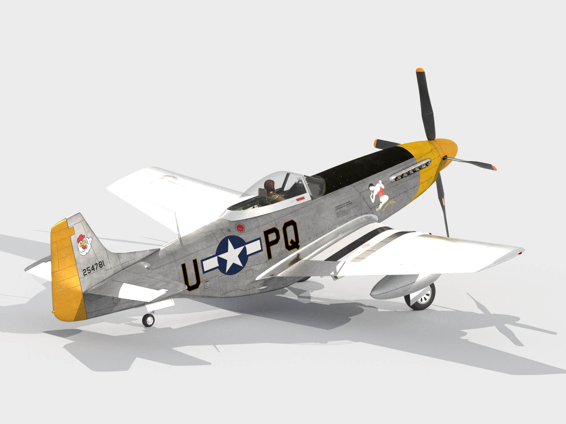North American P-51 Mustang 3D Model by Mermodels