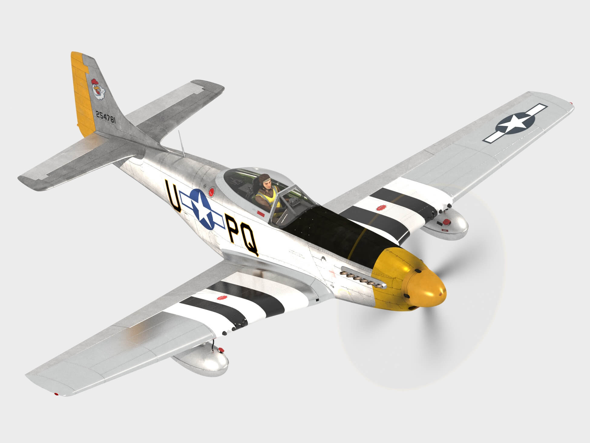 North American P-51 Mustang 3D Model by Mermodels