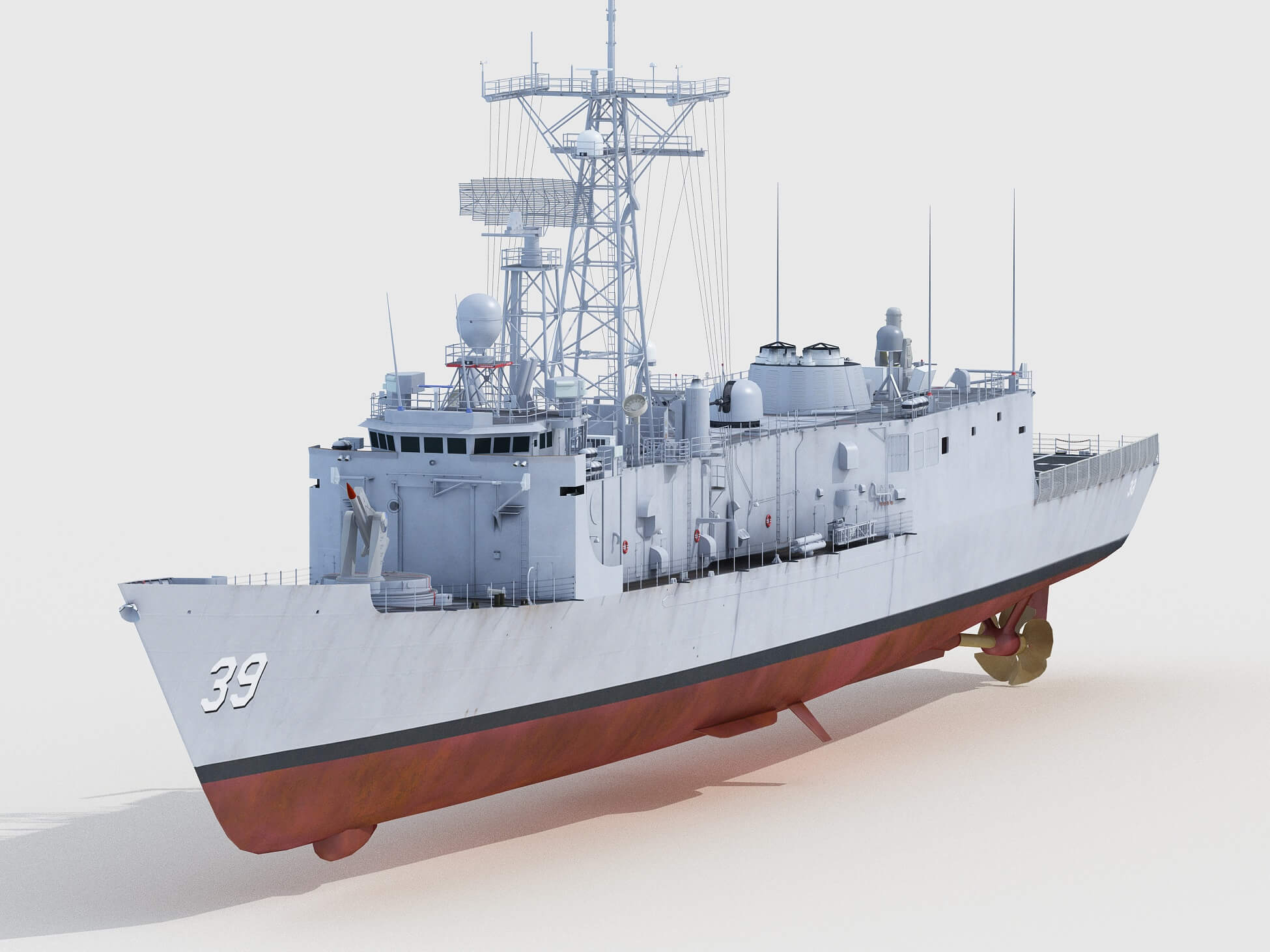 USS Doyle FFG-39 Oliver Hazard Perry Long Hull Class 3D Model by Mermodels