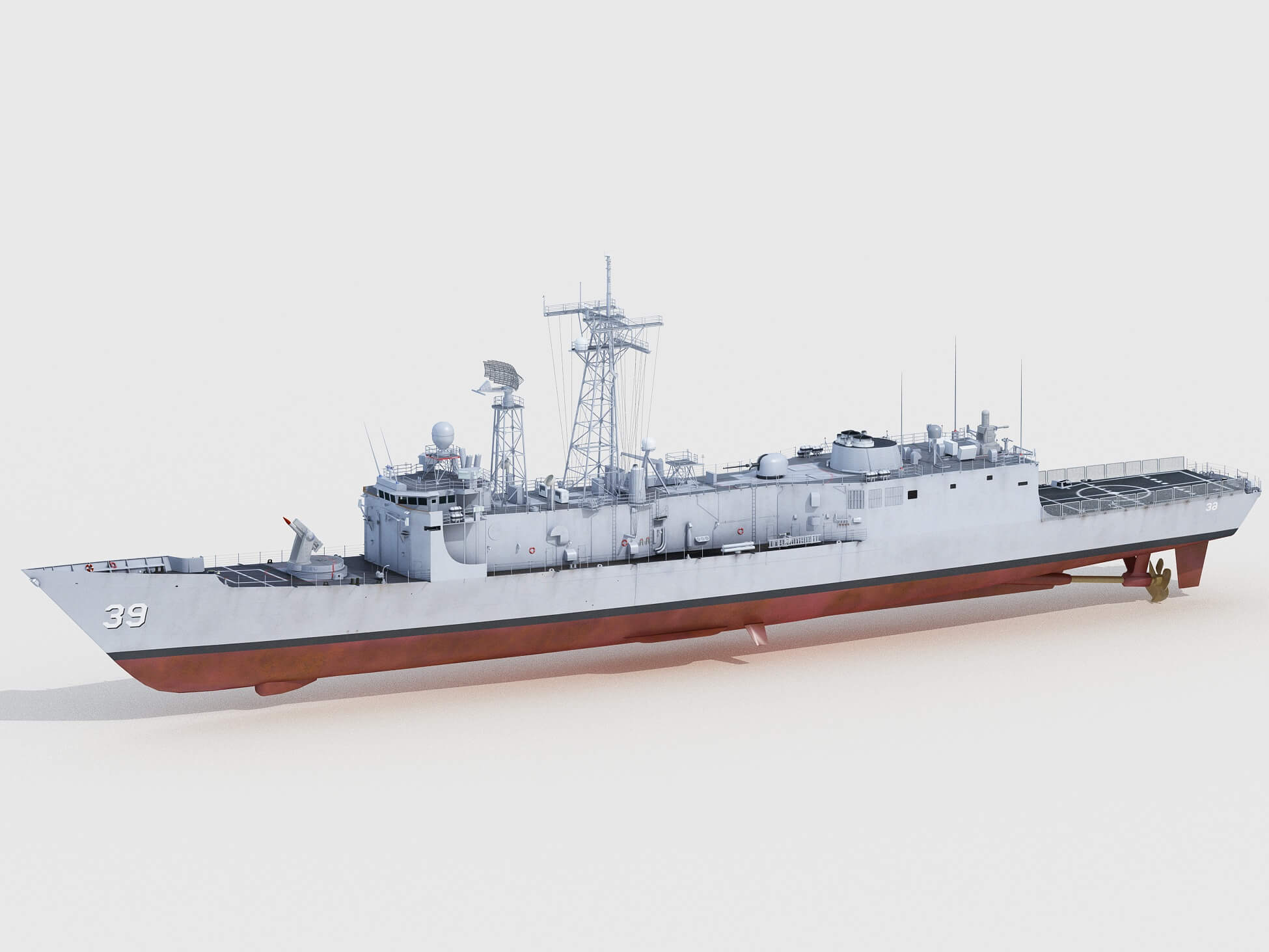 USS Doyle FFG-39 Oliver Hazard Perry Long Hull Class 3D Model by Mermodels