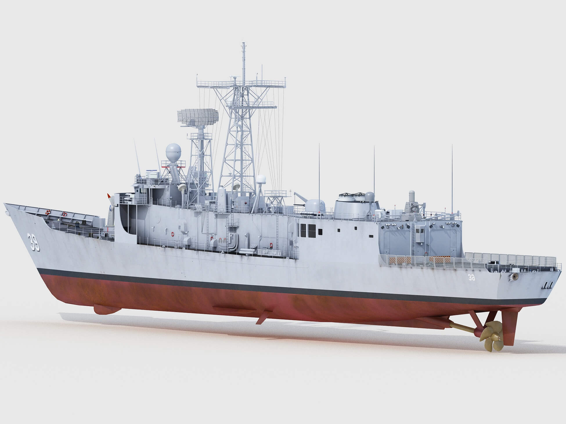 USS Doyle FFG-39 Oliver Hazard Perry Long Hull Class 3D Model by Mermodels