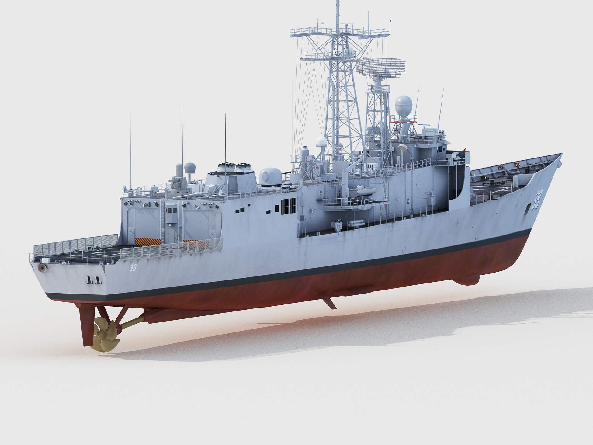 USS Doyle FFG-39 Oliver Hazard Perry Long Hull Class 3D Model by Mermodels