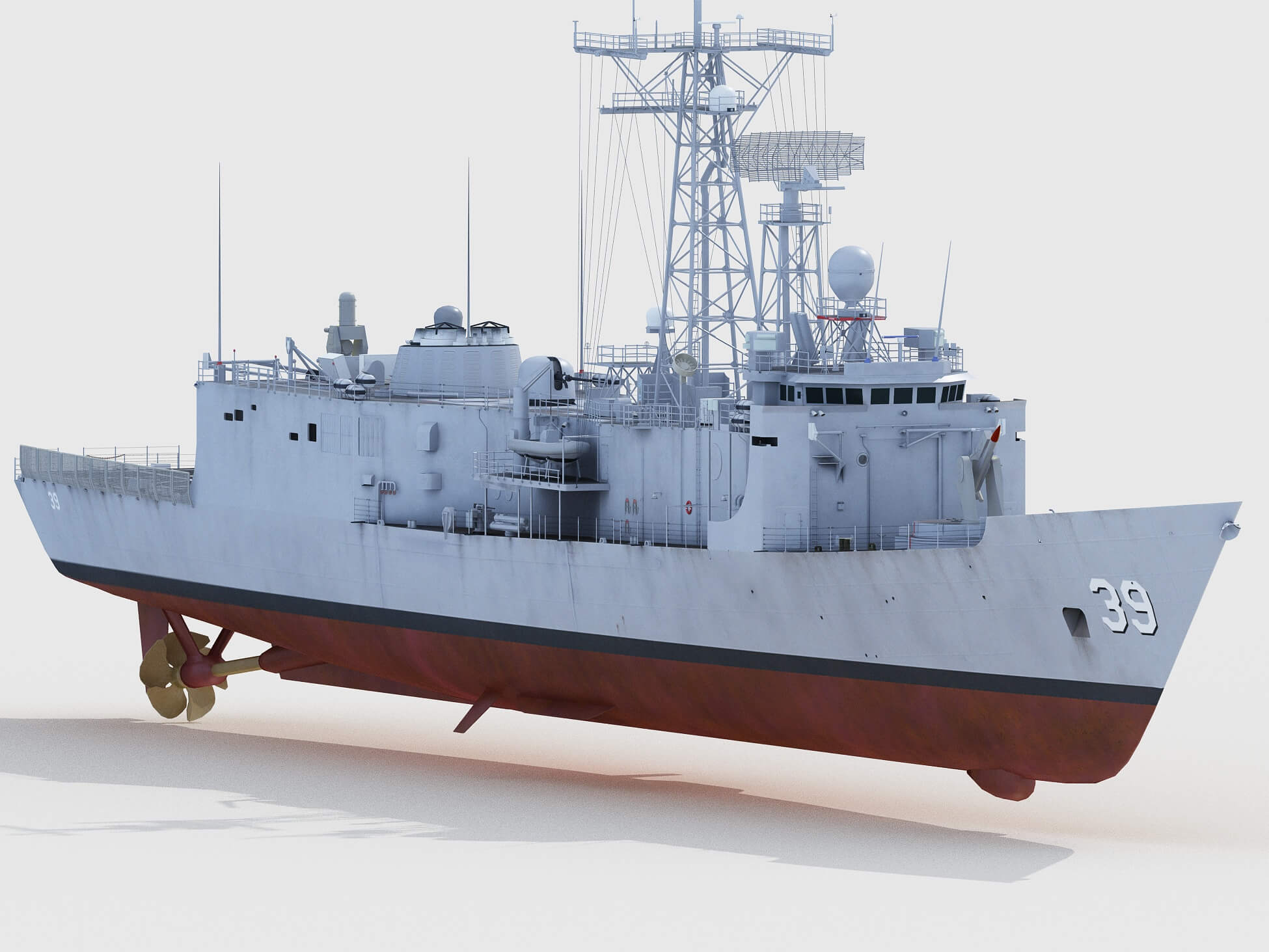 USS Doyle FFG-39 Oliver Hazard Perry Long Hull Class 3D Model by Mermodels