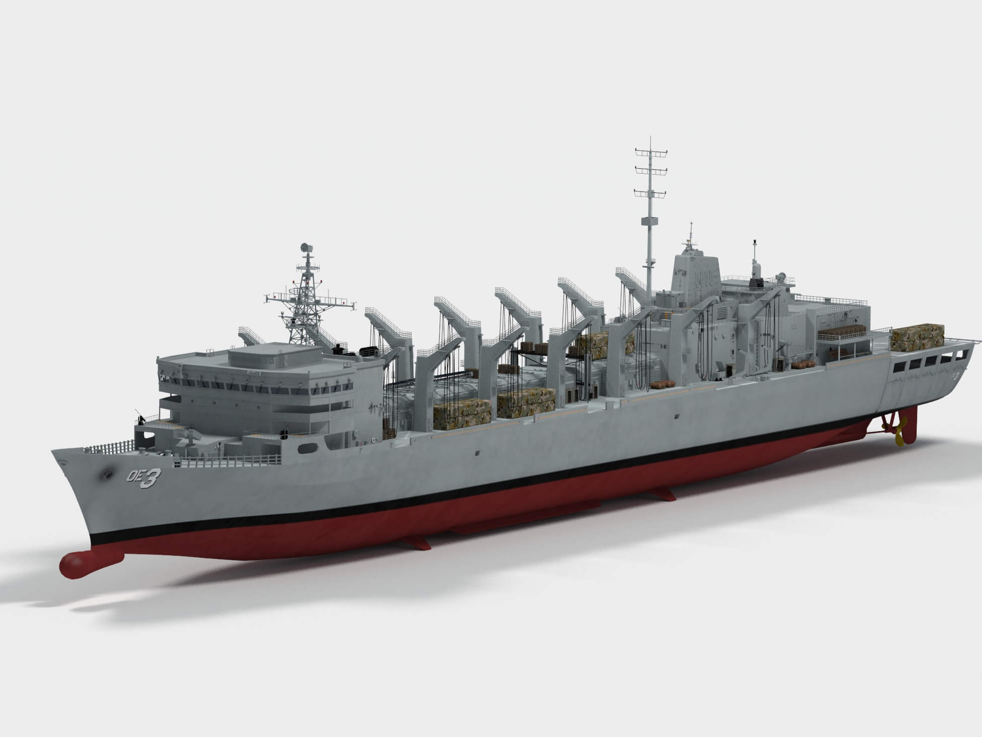 USS Seattle AOE-3 Sacramento Class 3D Model by Mermodels