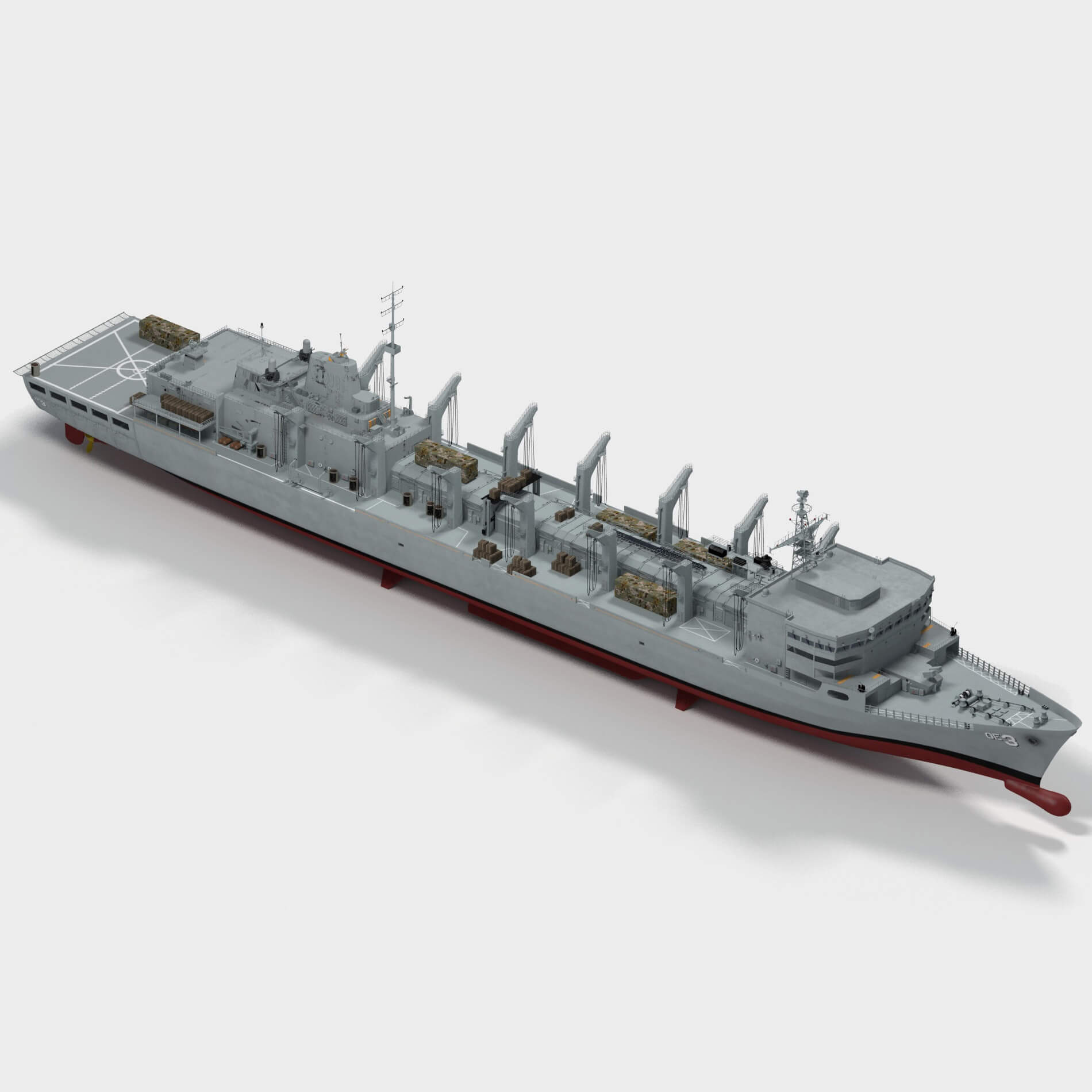 USS Seattle AOE-3 Sacramento Class 3D Model by Mermodels