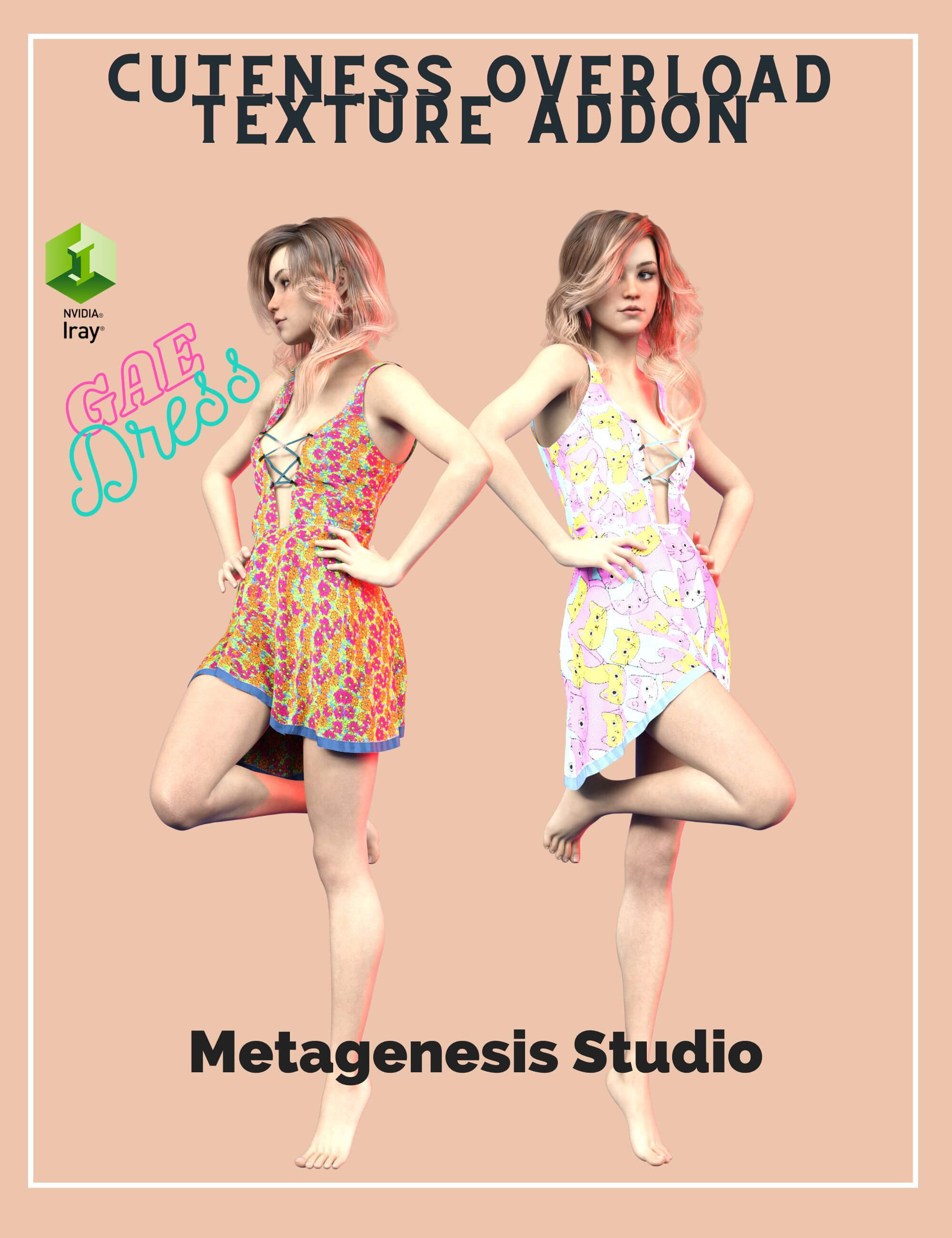 dForce GAE Dress Cuteness Overload Texture Addon - Free Daz Content by metagenesis