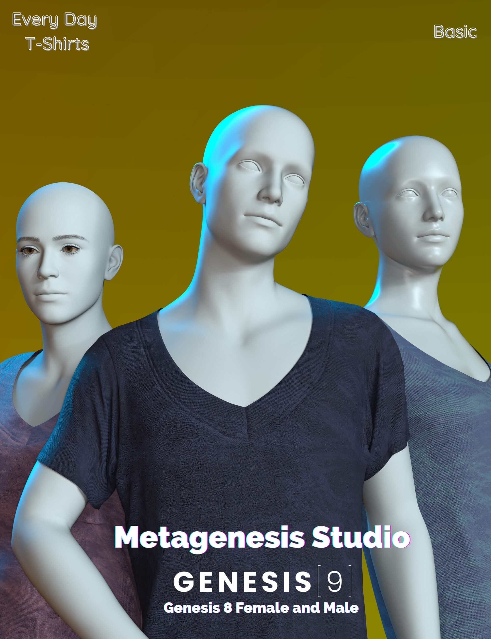 DForce Yoke Neck T-Shirt for Genesis 8 and 9 Daz Content by metagenesis