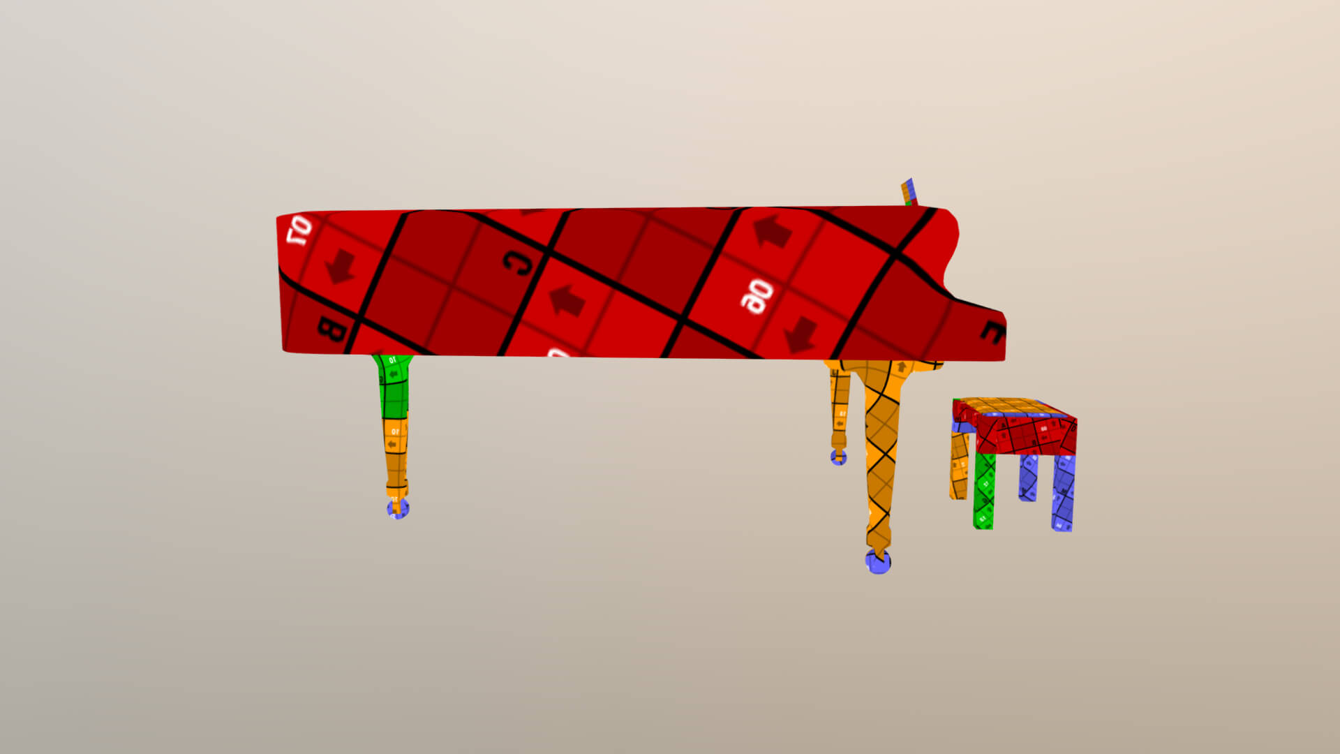 Grand Piano With Bench - 3D Model by metalfreakqx