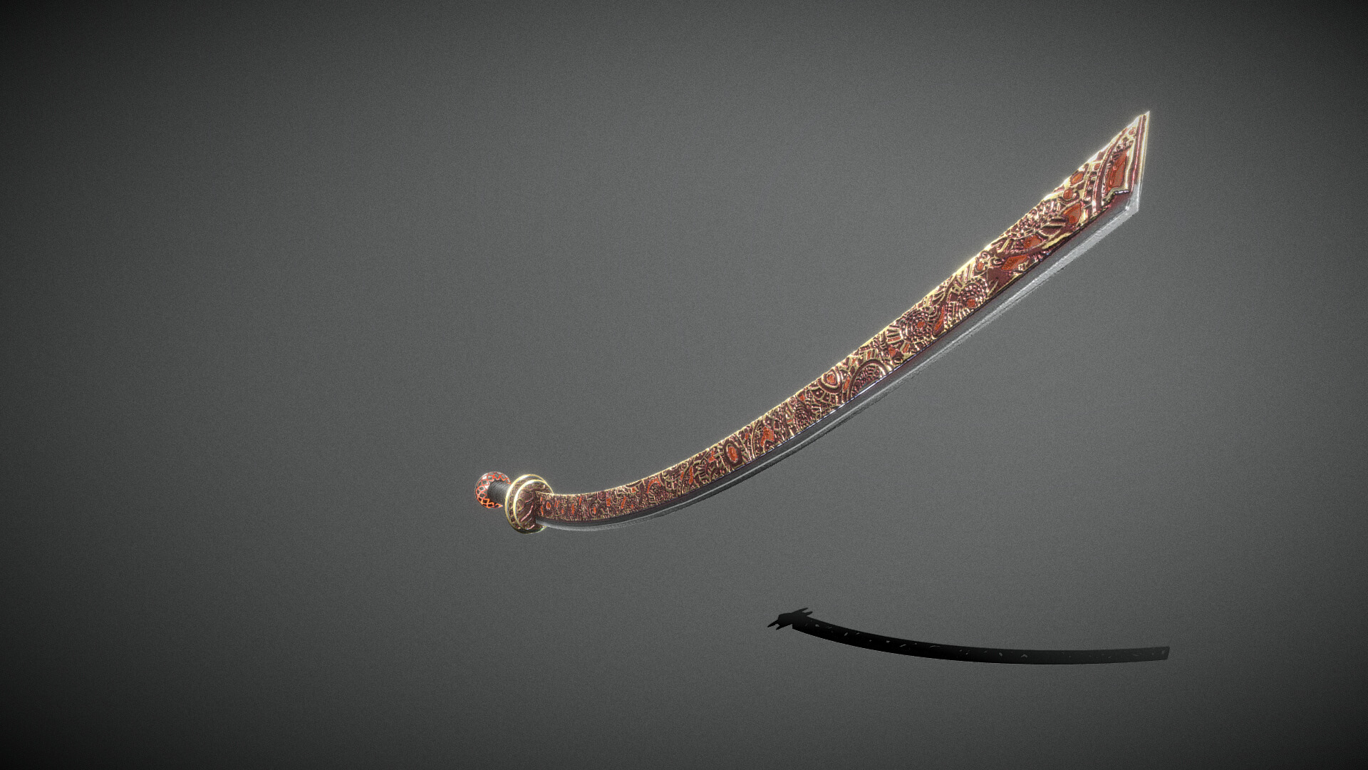 Ornate Curved Sword - 3D Model by metalfreakqx