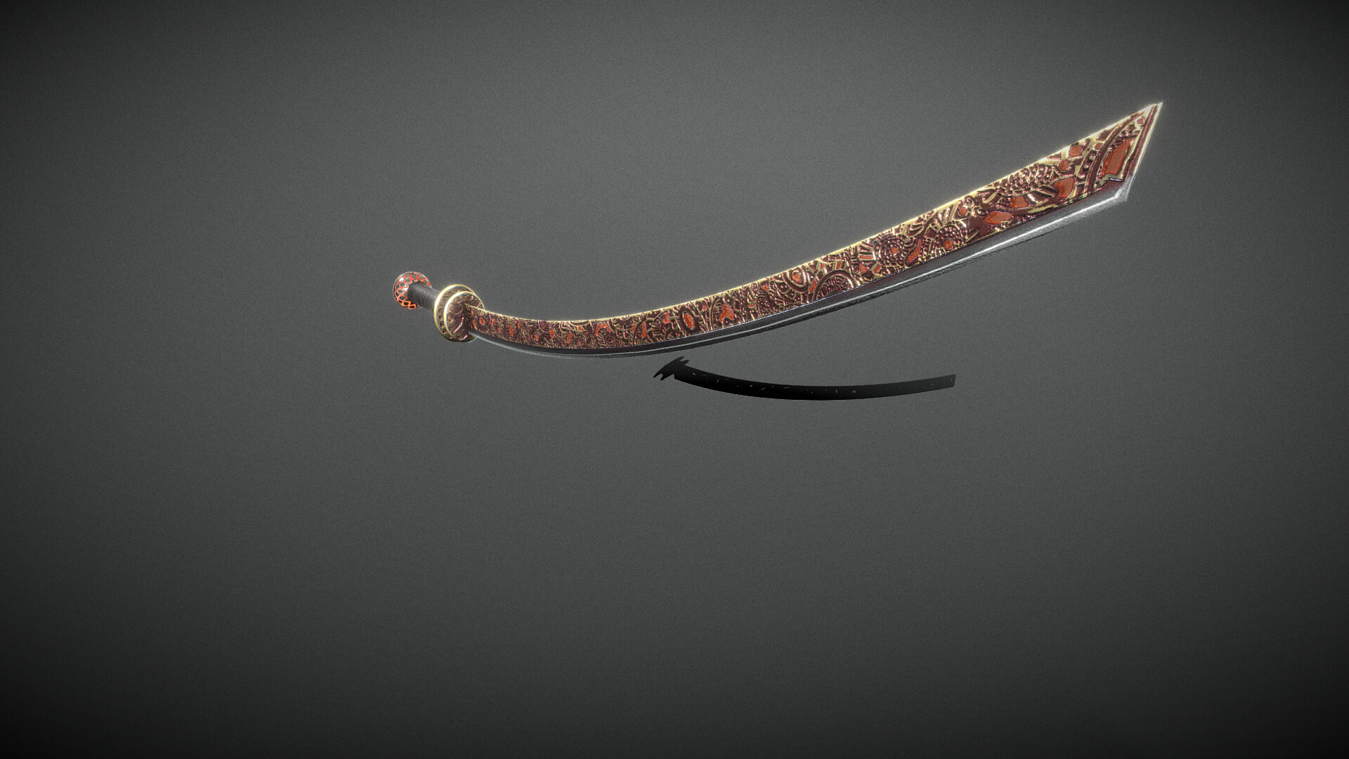 Ornate Curved Sword - 3D Model by metalfreakqx