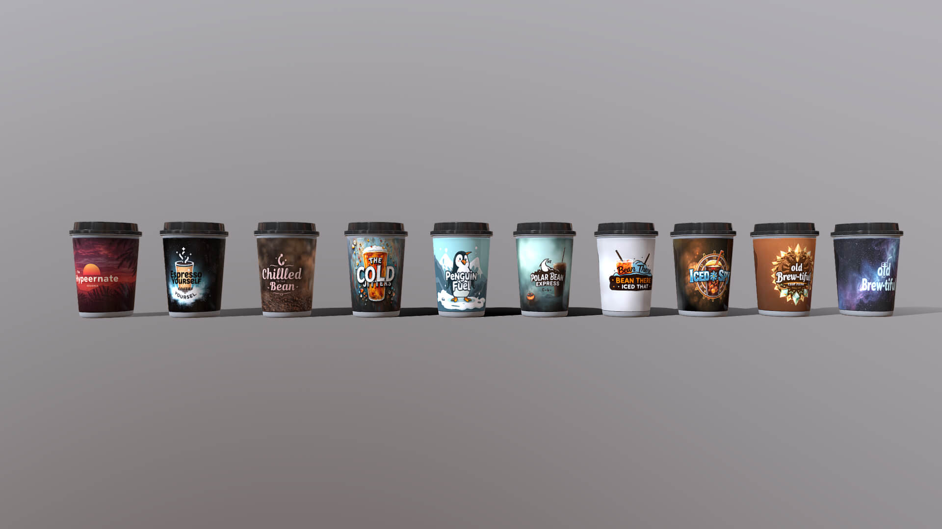 Variety Pack: 10 Unique Coffee Cups - 3D Model by metalfreakqx
