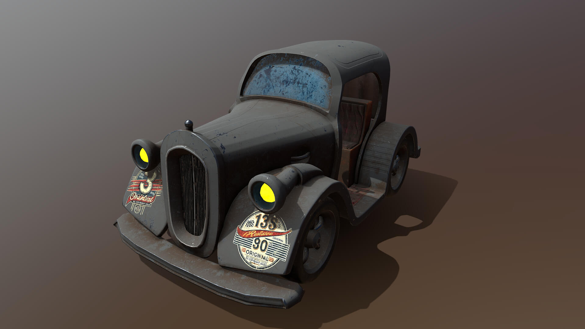 Vintage Cartoon-Style Classic Car 3D Model by metalfreakqx