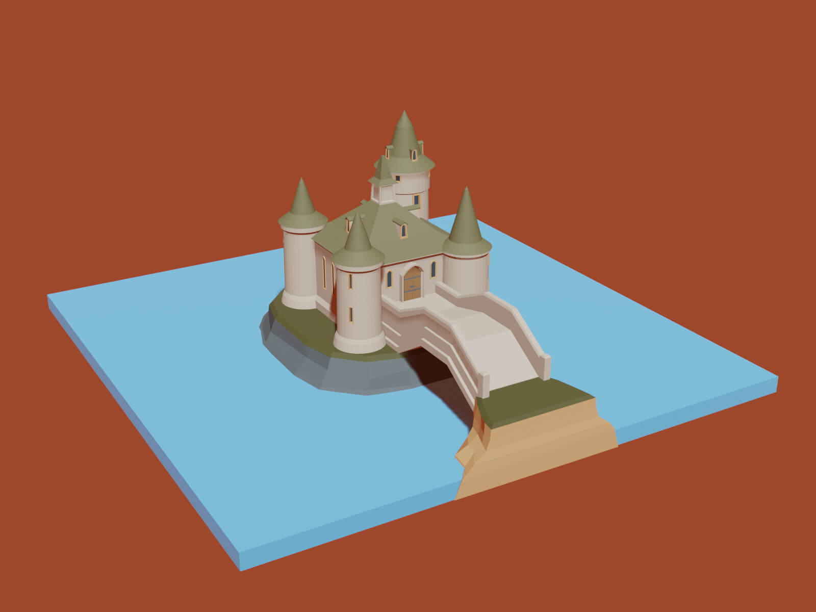Medieval Castle on the Water - 3D Model by mg53