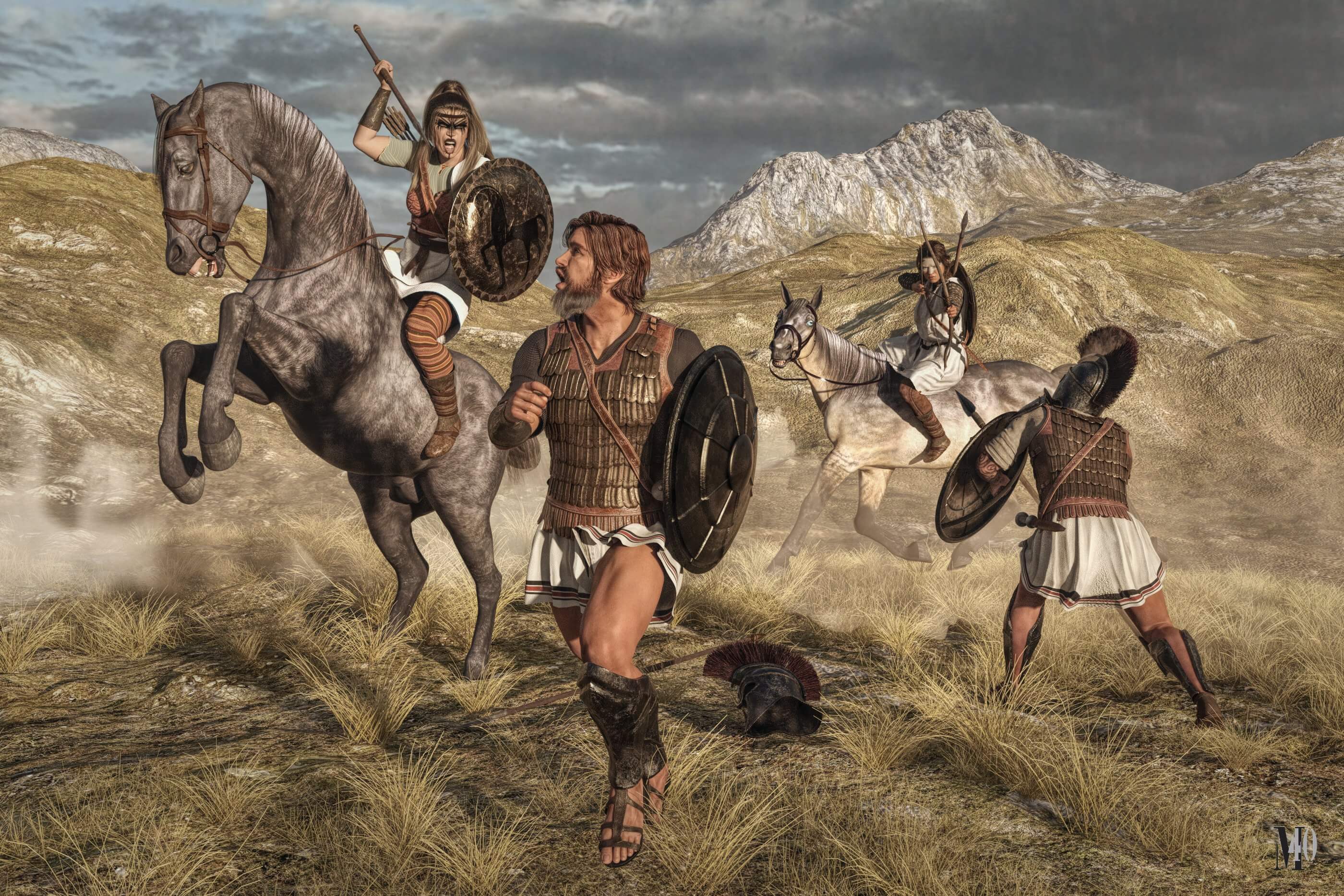 Amazons The Attack 3D Render, Digital Art by MickC