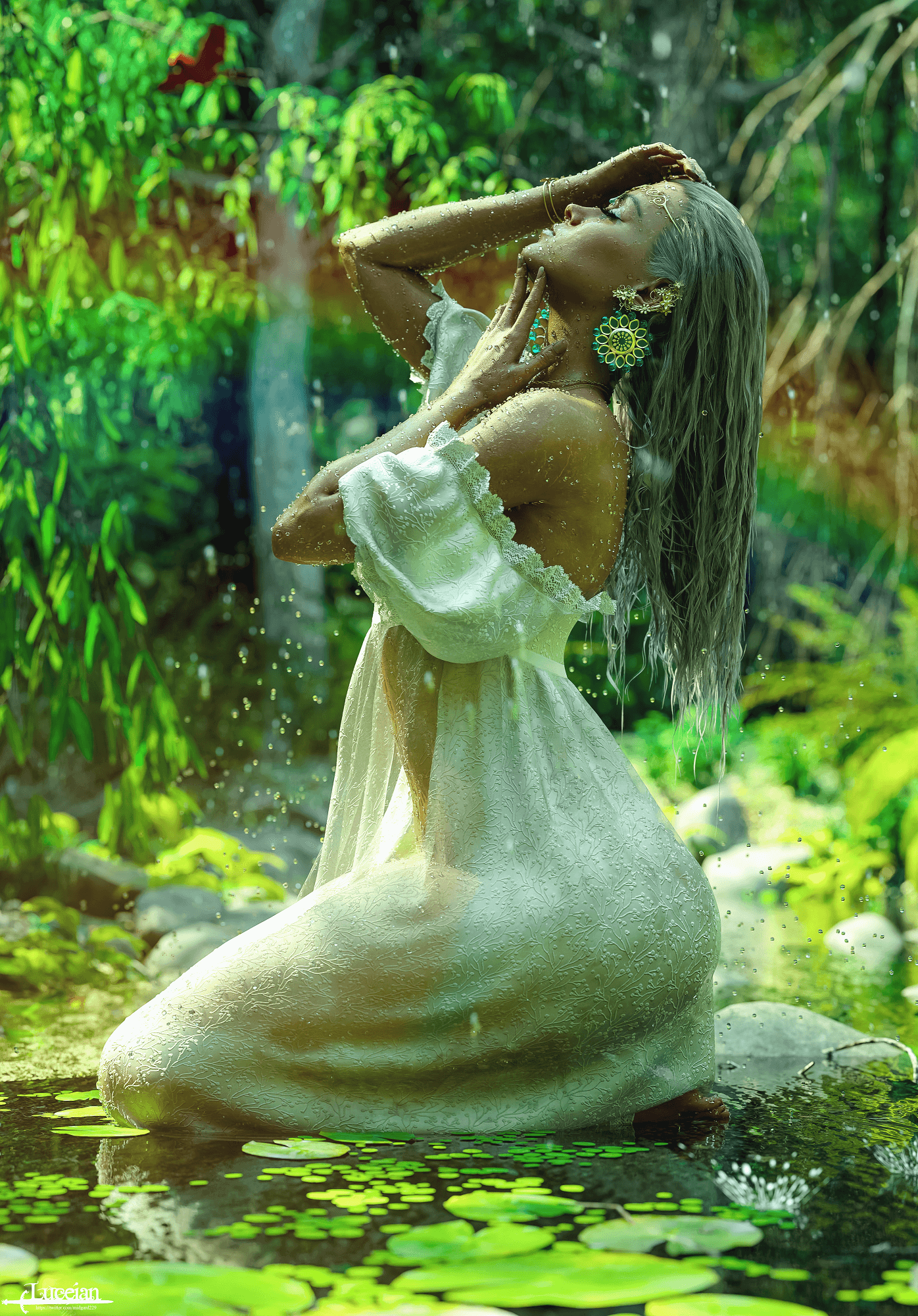 A Light Summer Rain 3D Render, Digital Art by midgard229