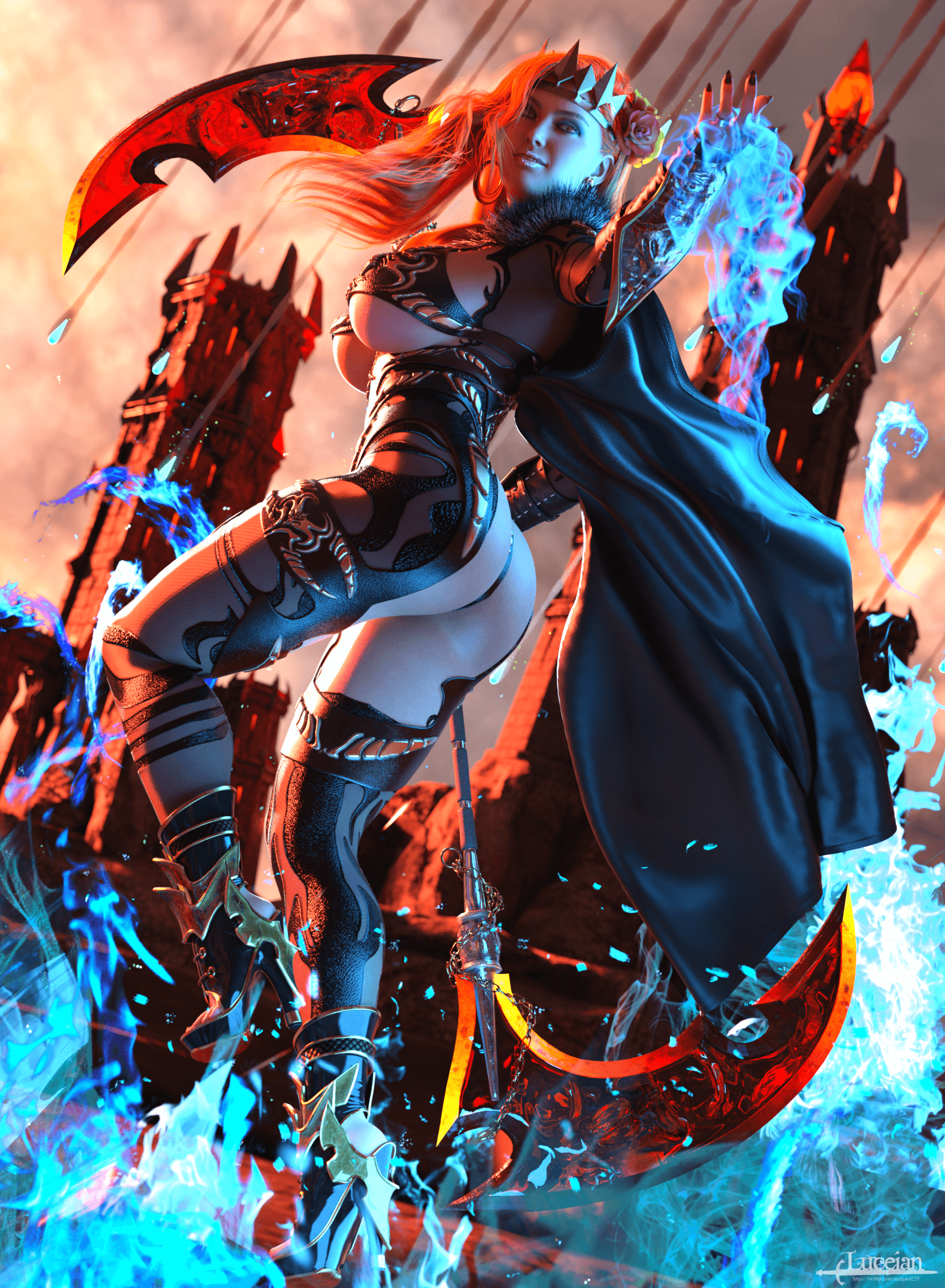 War Queen 3D Render, Digital Art by midgard229