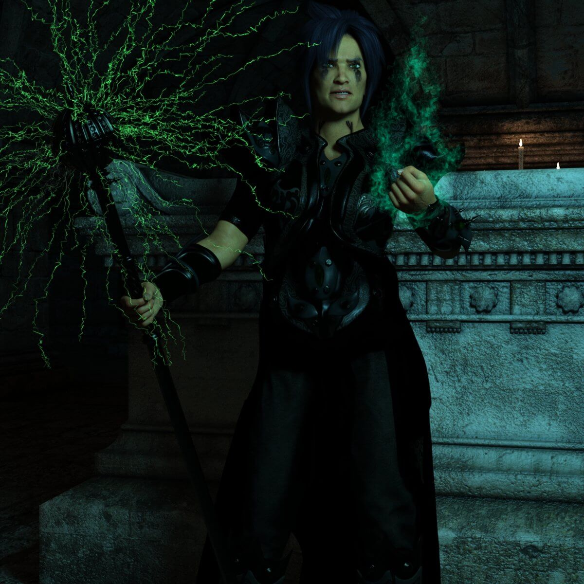 A Sorcerer named Juren 3D Render, Digital Art by midnight_star117