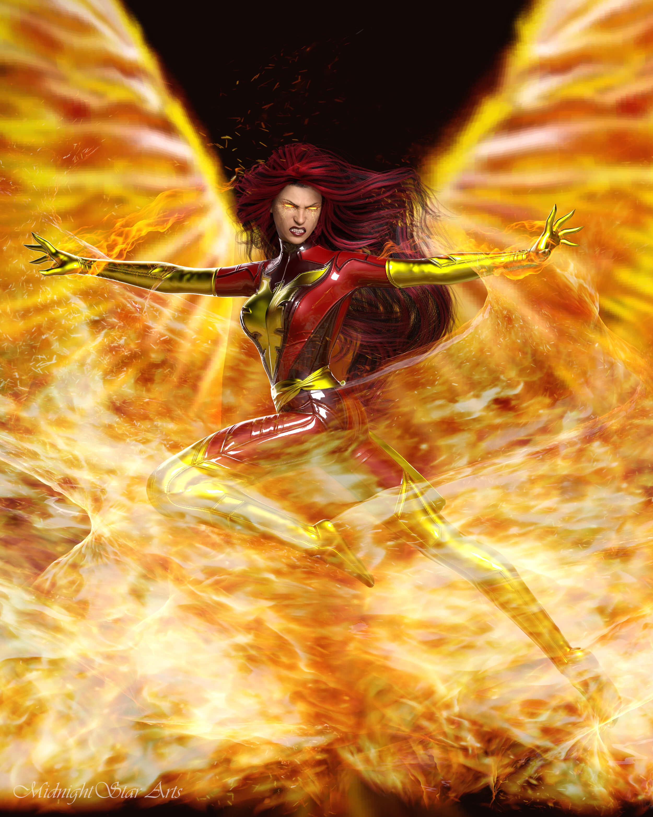 The Dark Phoenix 3D Render, Digital Art by midnight_star117
