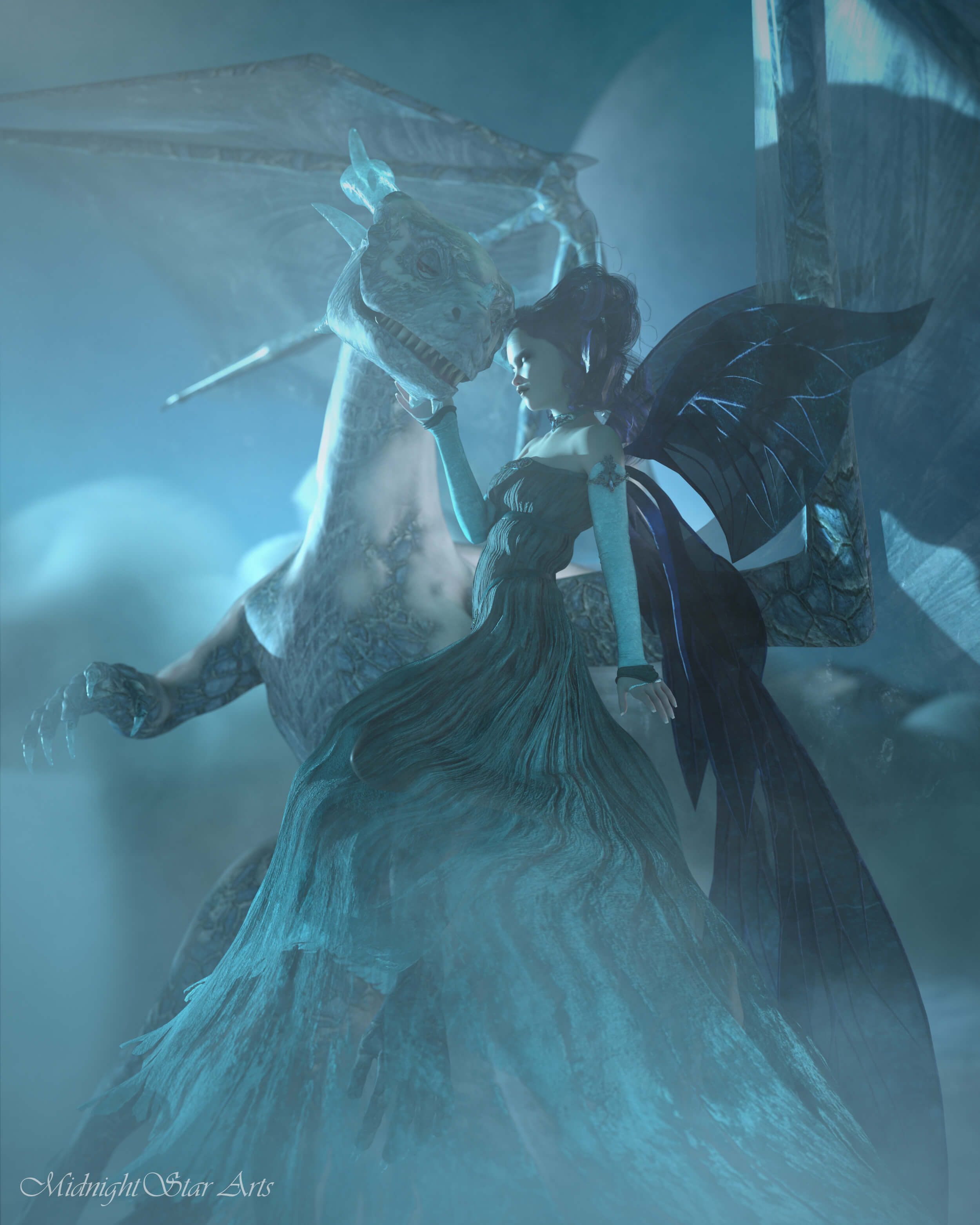 The Dragon and the Fae 3D Render, Digital Art by midnight_star117