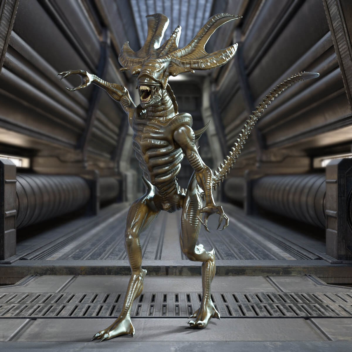 Alien Demon King 3D Render, Digital Art by midnight_stories