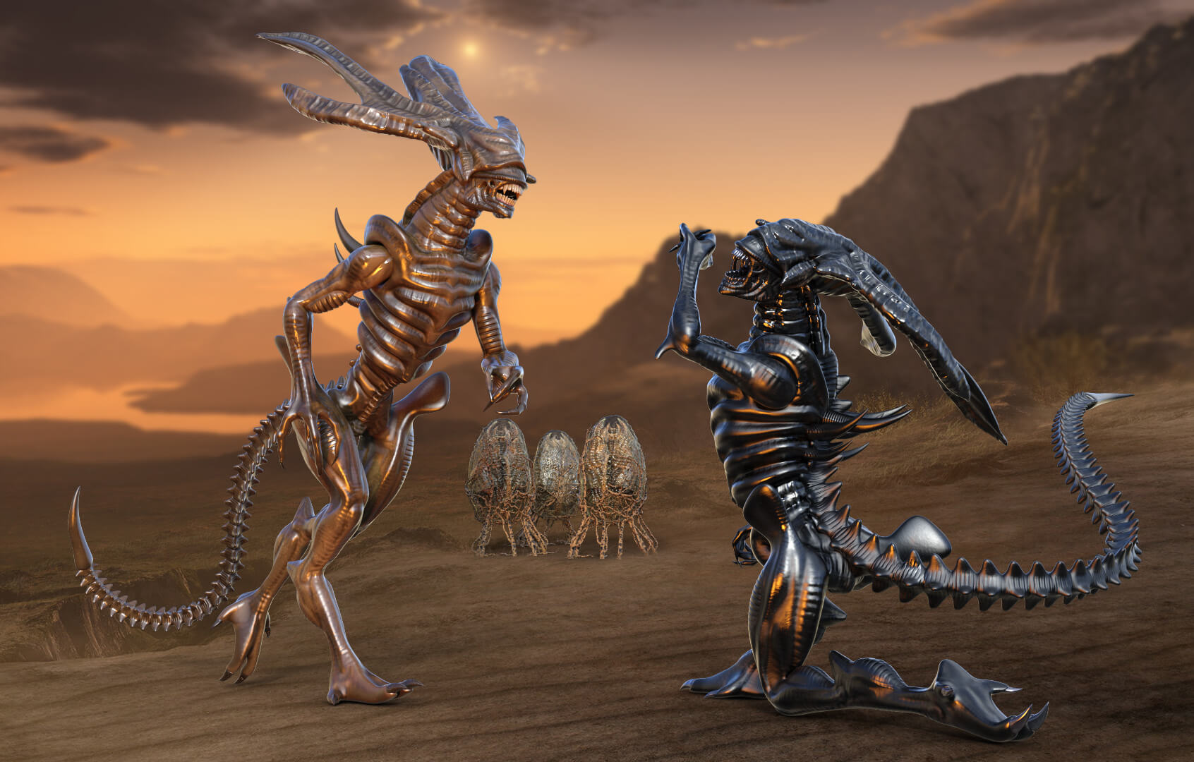 Alien Demon King 3D Render, Digital Art by midnight_stories